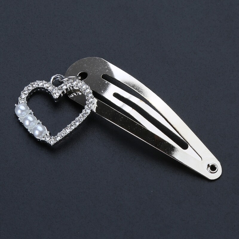 Unique Hair Clip Bowknot Rhinestones Heart Charm Hairpin Women Hair ...