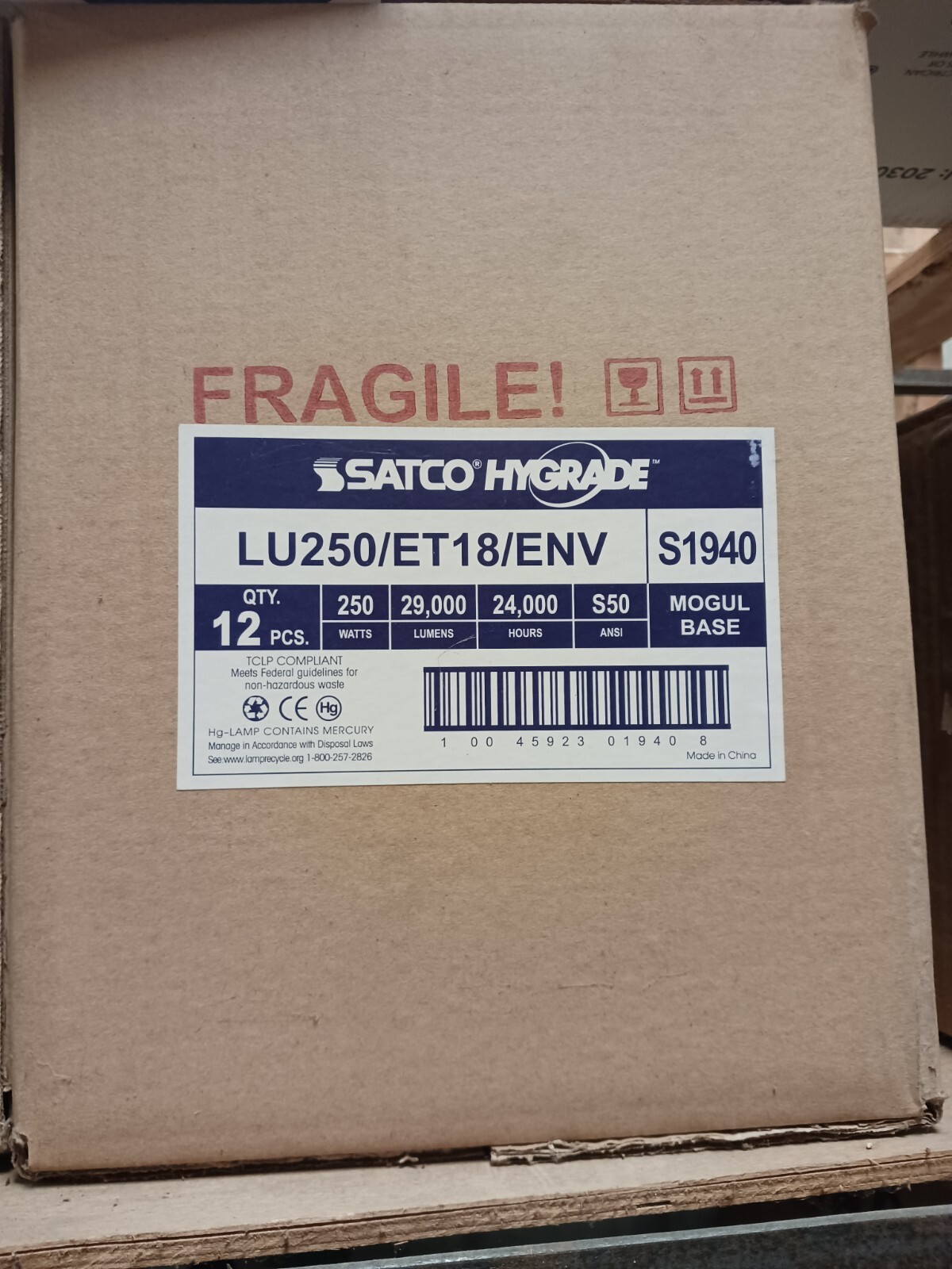 Satco LU250-ET18-ENV Mogul Base #S1940 (J-4-2) | eBay