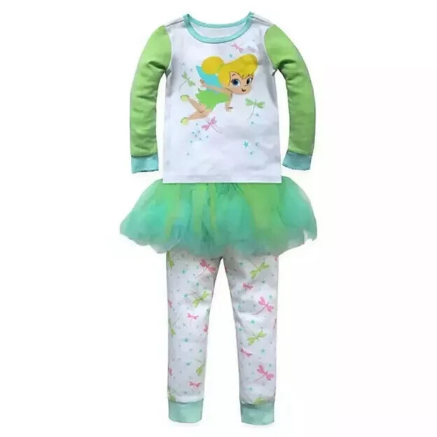 Disney Store Tinker Bell PJ Pals & Tutu Set Girl's Pajamas Sleepwear ...