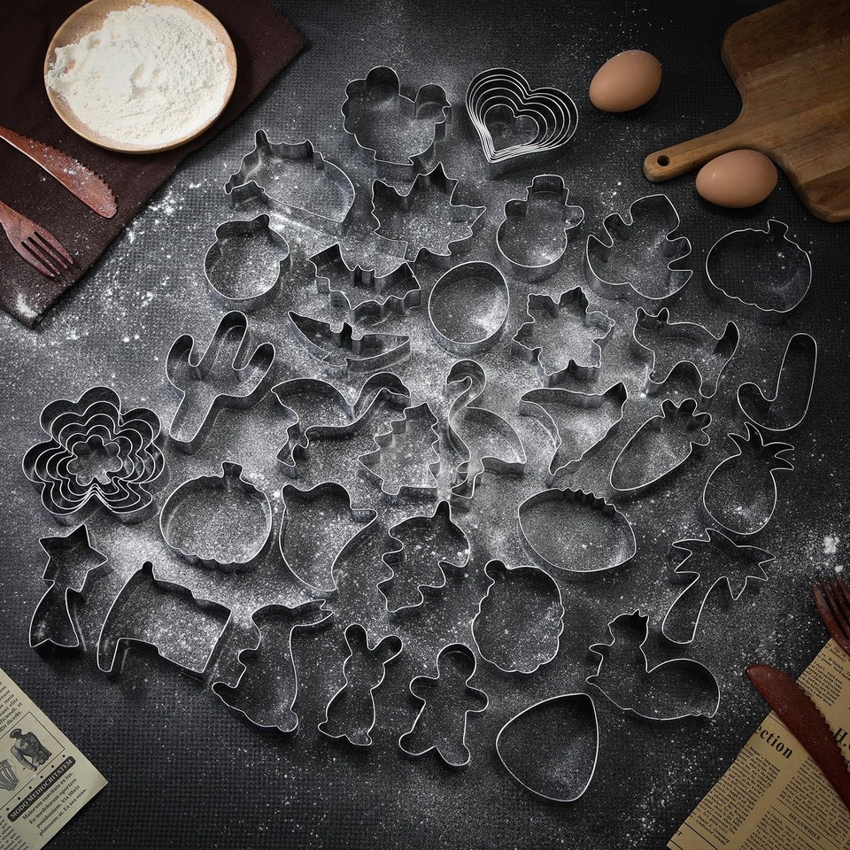 Set of 44 Seasonal Cookie Cutters, Valentines Day Stainless Steel Molds ...