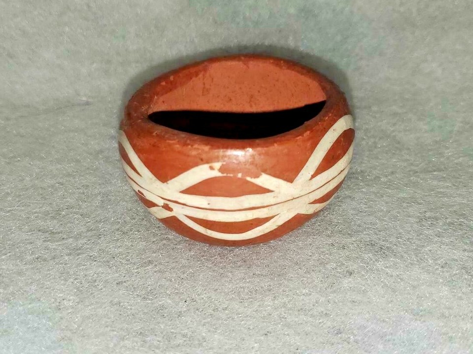 Vtg Santa Clara Pueblo POTTERY POT Red Clay Hand Crafted Painted New ...