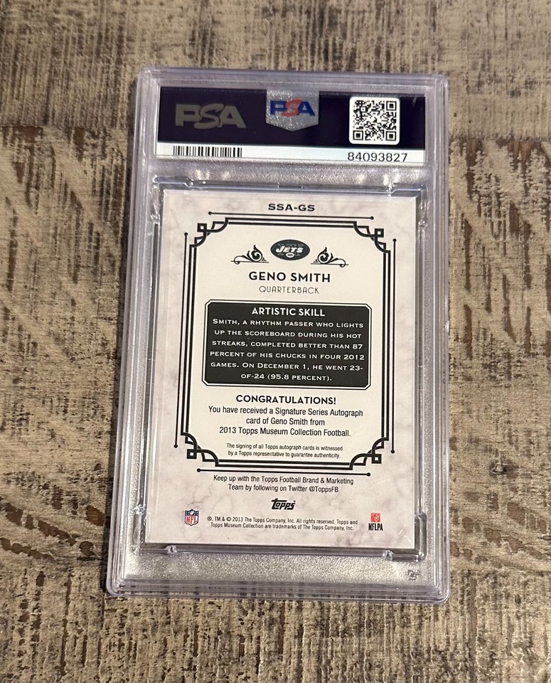 2013 Topps Museum Collection Auto Geno Smith RC #42/50 PSA 9 On-Card ...