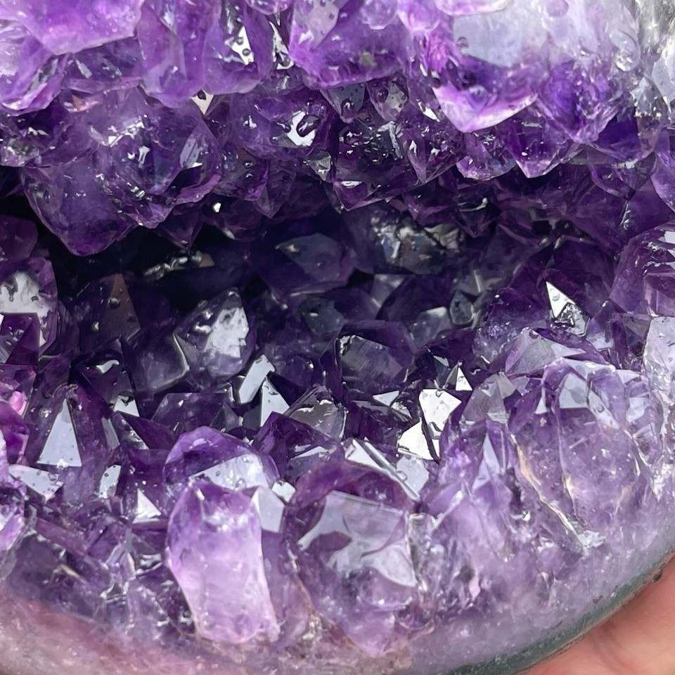 4.02LB Natural Amethyst geode quartz ball crystal Start smiling sphere ...