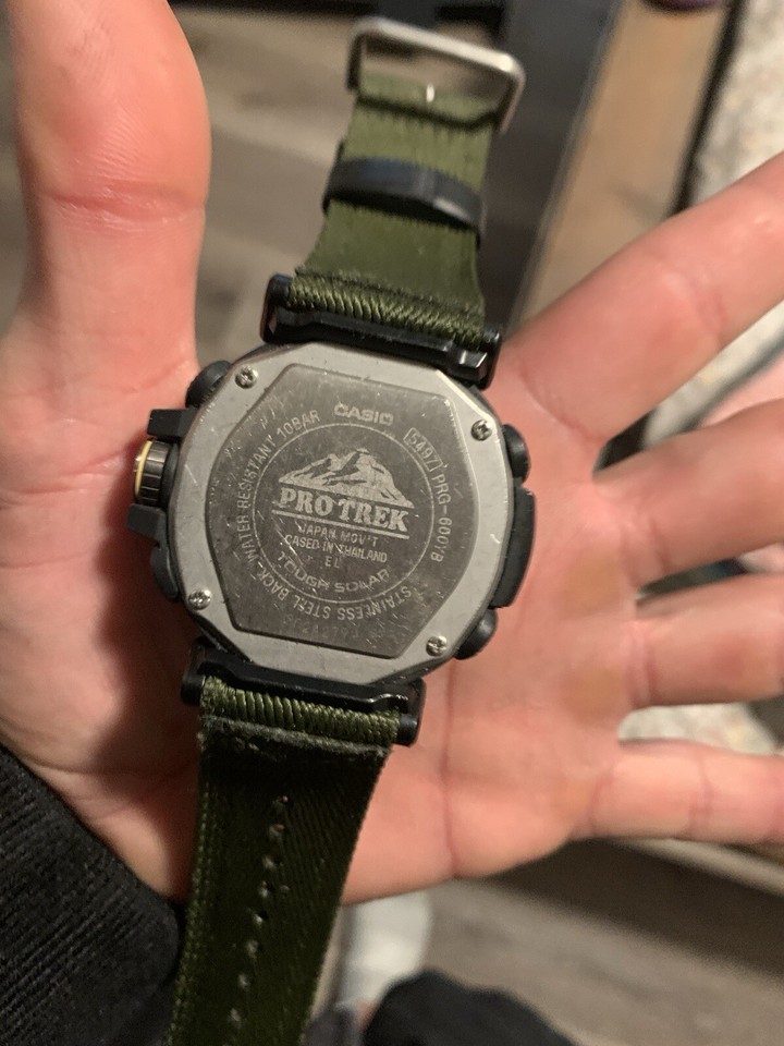 Casio PRO TREK 52mm Resin/Stainless Steel Case with Silicon Black Strap ...