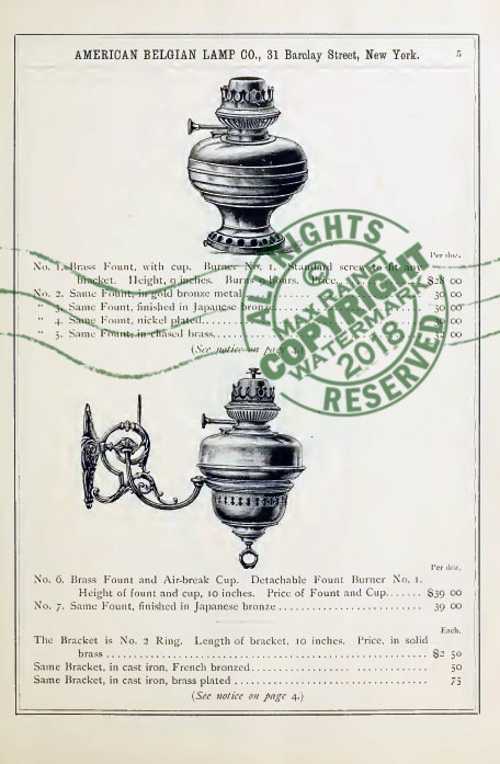 American Belgian Lamp Co (1891) CATALOG decorative oil burner lamps ...