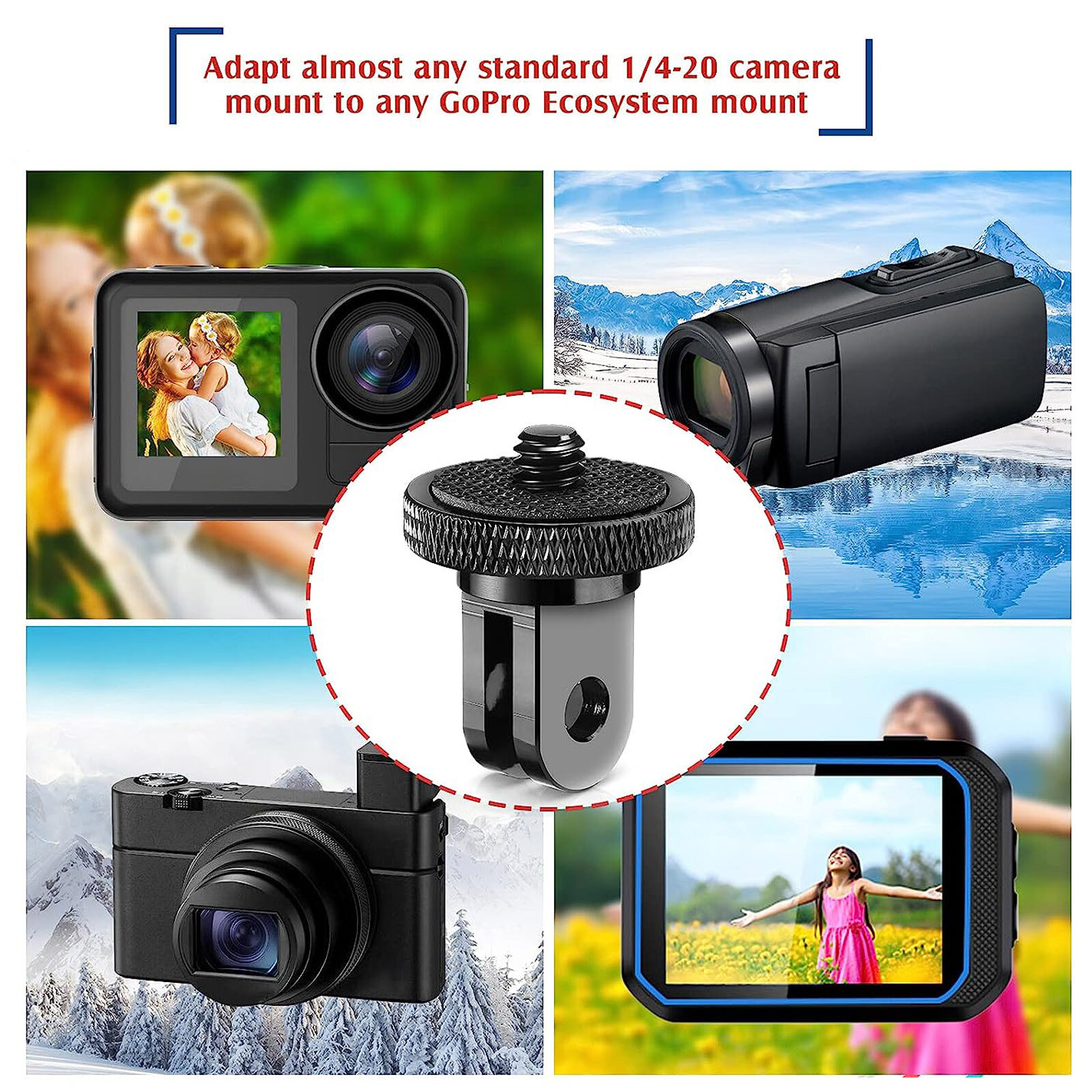 4 Pack 1/4"-20 Aluminum Camera Tripod Mount Conversion Adapter for ...