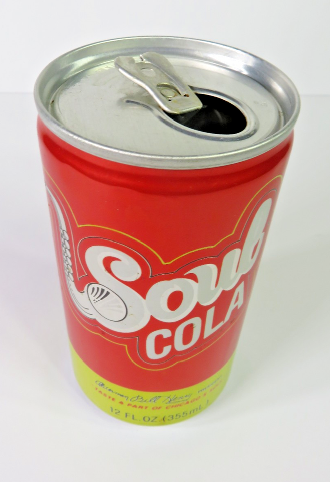 SOUL cola 🎷CHICAGO short LIVED regional🎷 BRAND top OPENED ♫ empty CAN ...
