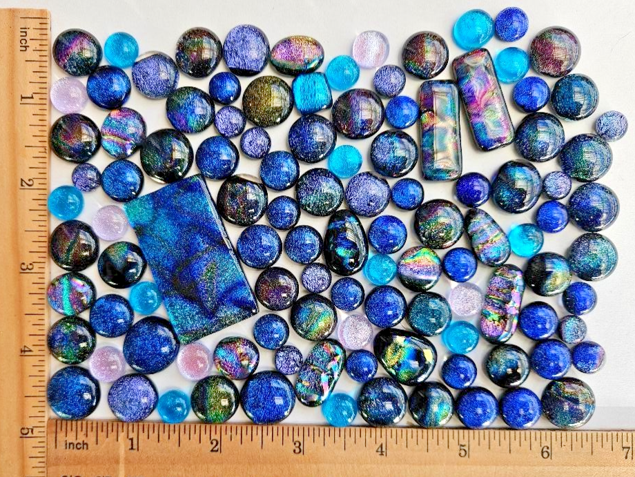 100 Plus Assorted Handcrafted Dichroic Glass Cabochons/Lot/Jewelry ...