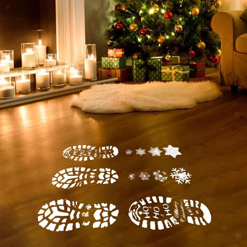 6 Pieces Christmas Footprint Stencil Footprint Hollow Templates ...