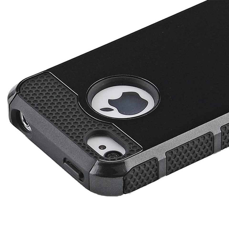 Premium Black Rugged Shockproof Heavy Duty Hybrid Hard Case for iphone ...