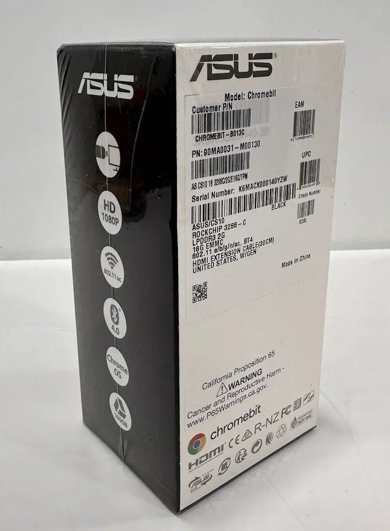 Asus Chromebit CS10 (eMMC, 16GB) PC Stick - CHROMEBIT-B013C Sealed