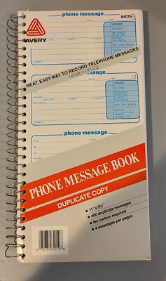 Avery Phone Message Book Carbonless Duplicate 400 Sets w/9 FREE New ...