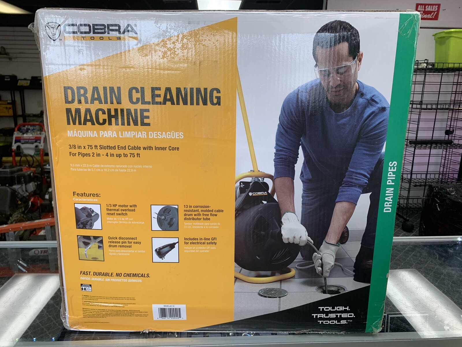 NEW Cobra Tools 90040 Drain Cleaning Machine 75 ft Cable (FREE S&H ...