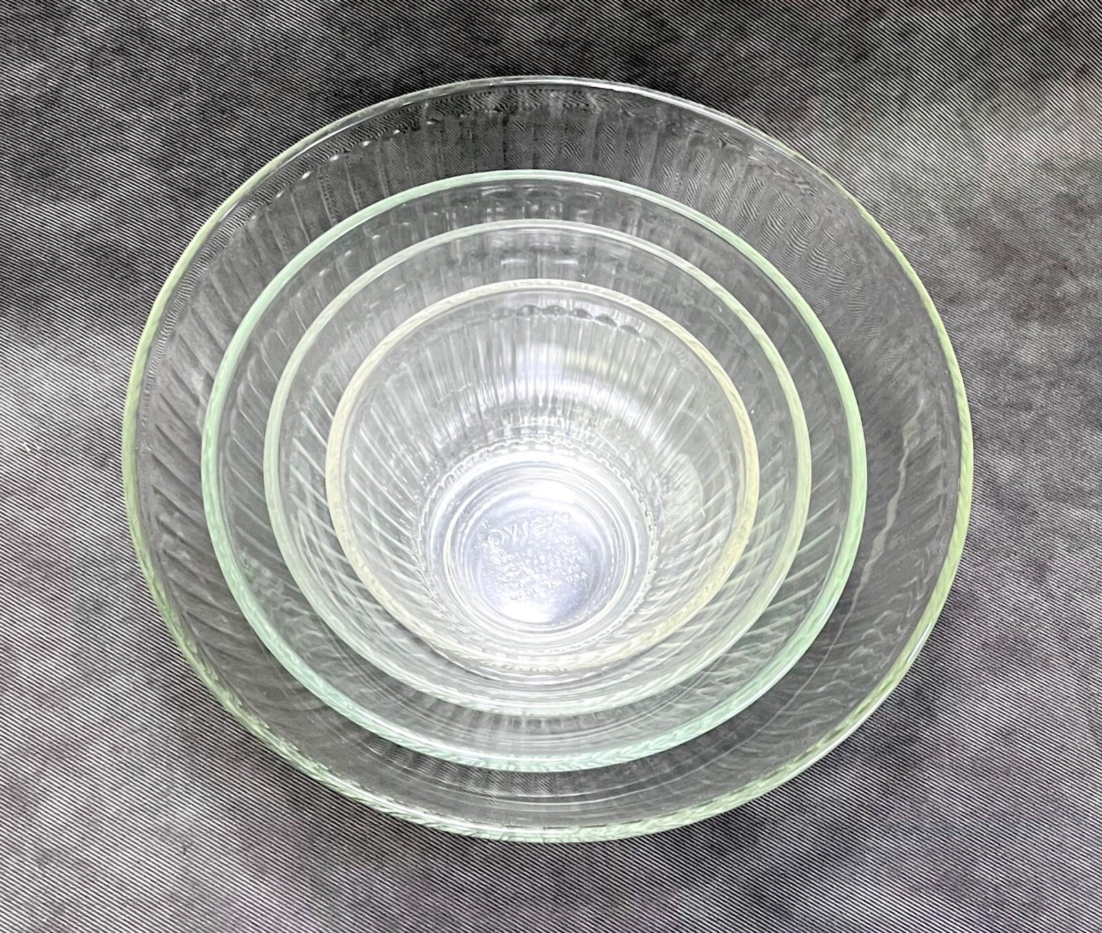 Set 4 Pyrex Clear Mixing Bowls Stacking/Resting Ribbed 7401 7402 7403 7404-S VTG | eBay
