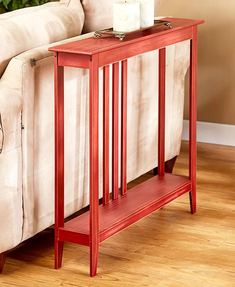 Slim Space Saving Accent Table Wooden Narrow Hallway Entry Sofa Storage ...