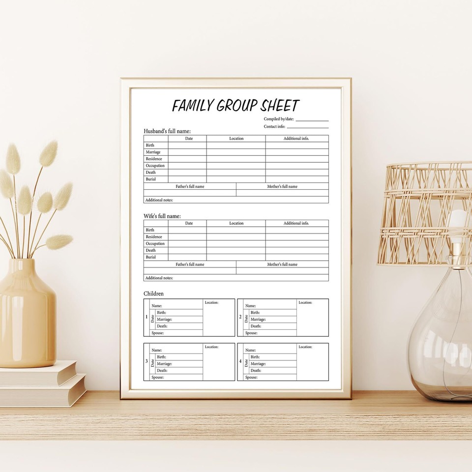 50 Sheets Two Sided Family Group Genealogy Charts for DNA Research ...