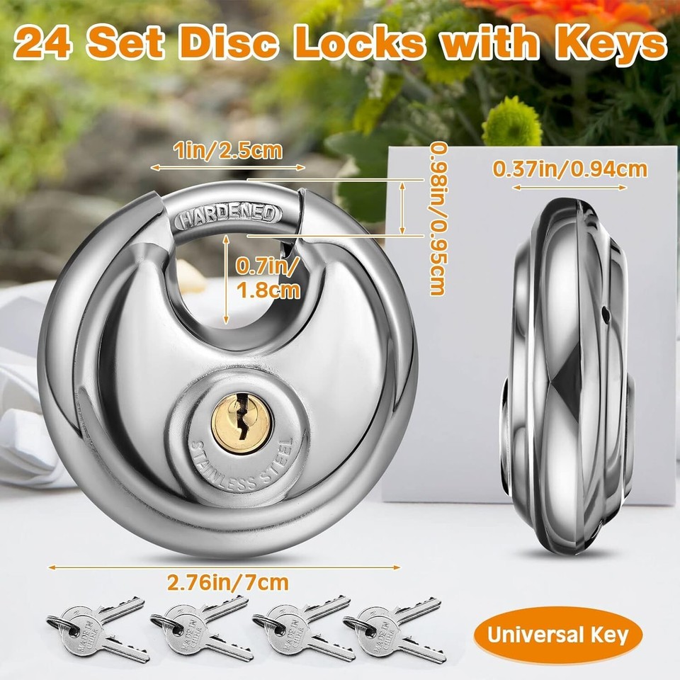 Lot of 20 Keyed Alike DISC PADLOCK 70mm Stainless Steel Storage Trailer ...