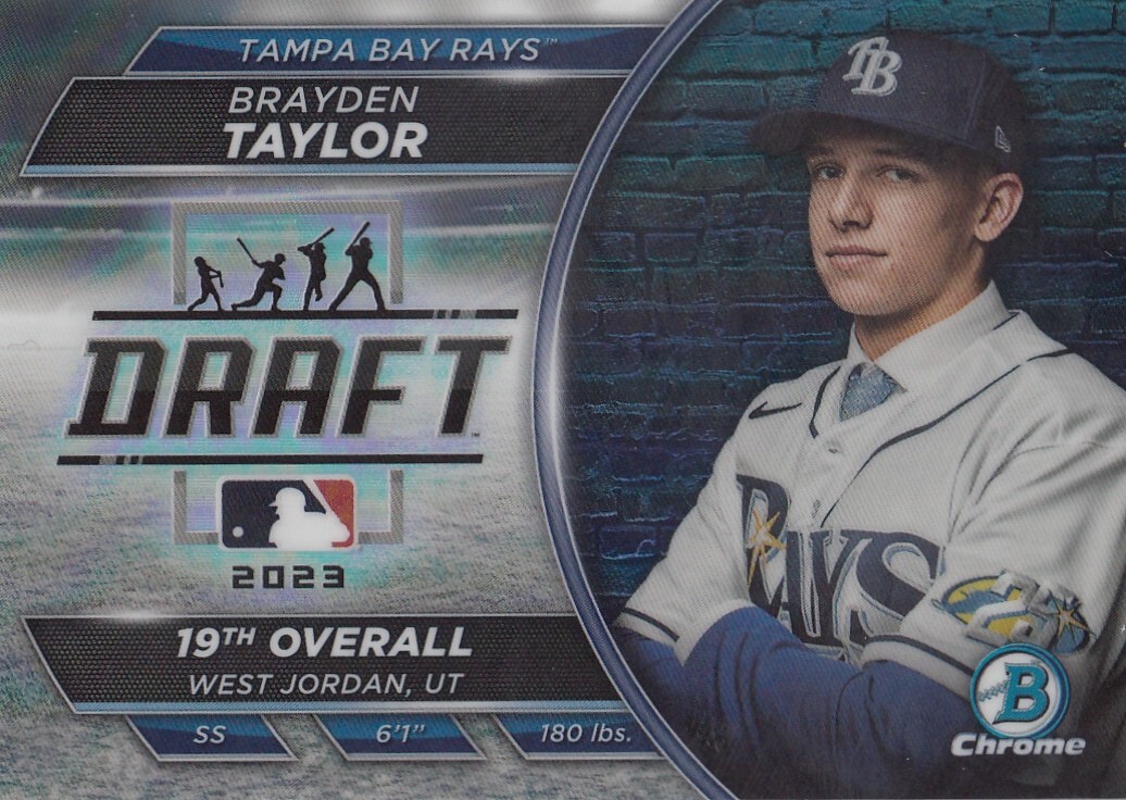 BRAYDEN TAYLOR /250 BOWMAN CHROME ROOKIE DRAFT NIGHT REFRACTOR RC RAYS ...