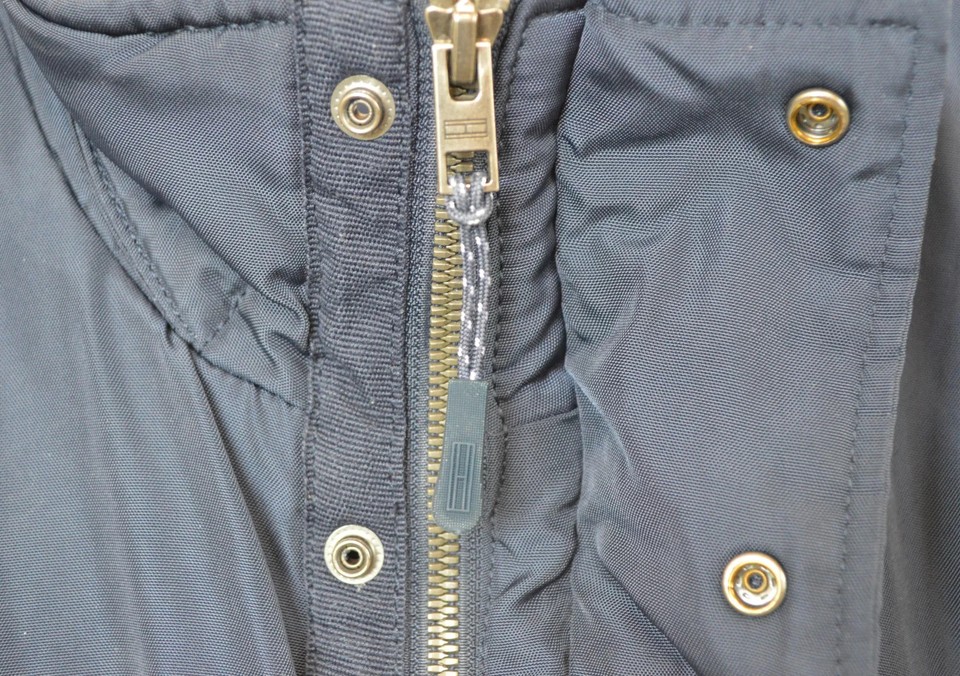 Tommy Jeans Puffer Jacket Mens Large Navy Full Zip Logo Quilted | eBay UK