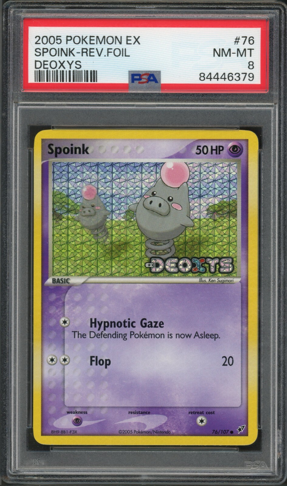 Pokemon PSA 8 NM-MT EX Deoxys Reverse Holo Spoink 76/107 (MD) | eBay