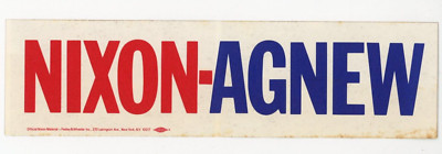 Vintage NOS Nixon Agnew Bumper Sticker Official Unused GOP | eBay