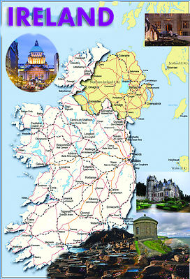 IRELAND Map Poster Wall chart - A3 size - educational- teaching ...