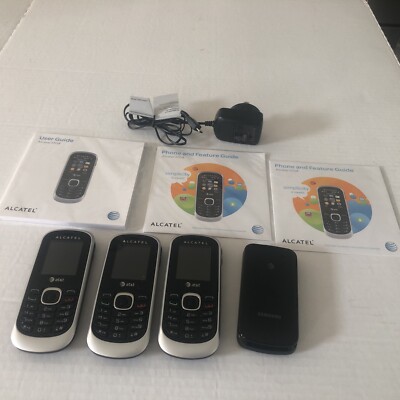 3 Alcatel 510A, AT&T bar Cellular Phone GSM Silver & 1 Samsung Flip ...