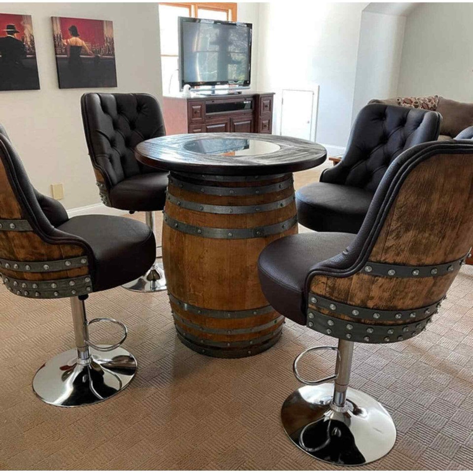 Luxury Wine Barrel Bar Stool (Bar Stool - Pub Stool - Whiskey Barrel ...