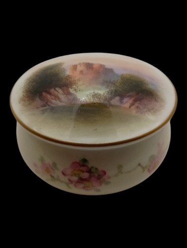 Royal Worcester Hand Painted Castle On Trinket Box Made In 1922 1.5 ...