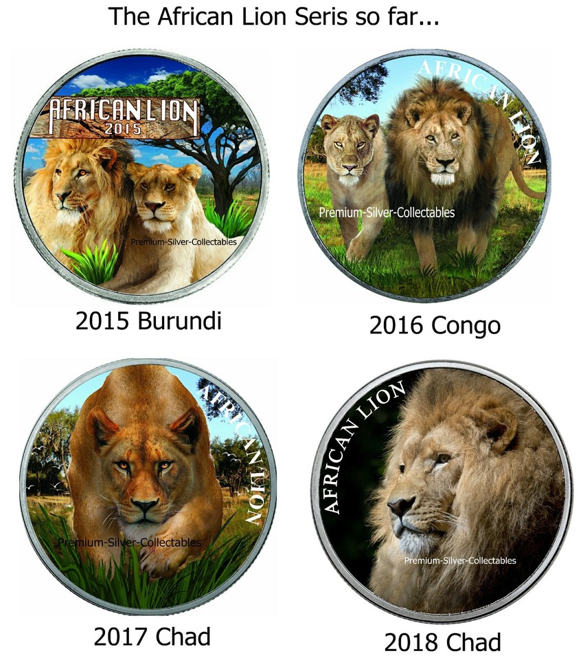 2018 Chad Lion 1 Ounce Pure Silver Colorized Coin! | eBay