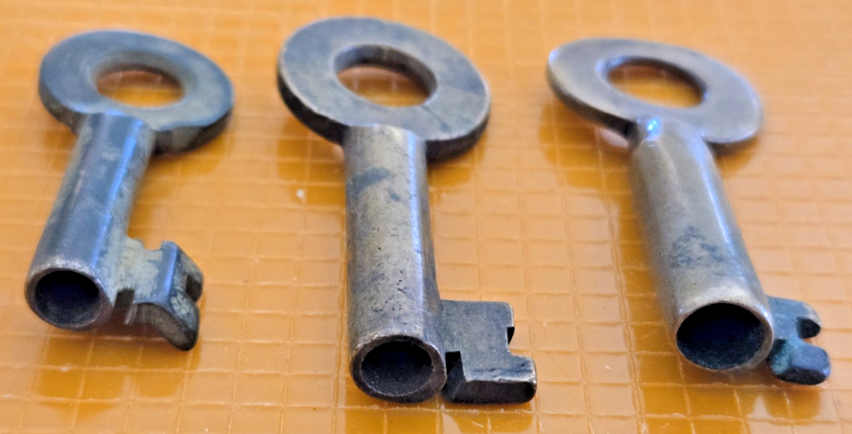 Lot of 3 Vintage Brass Hollow Barrel Keys Door/Lock Skelton Keys | eBay