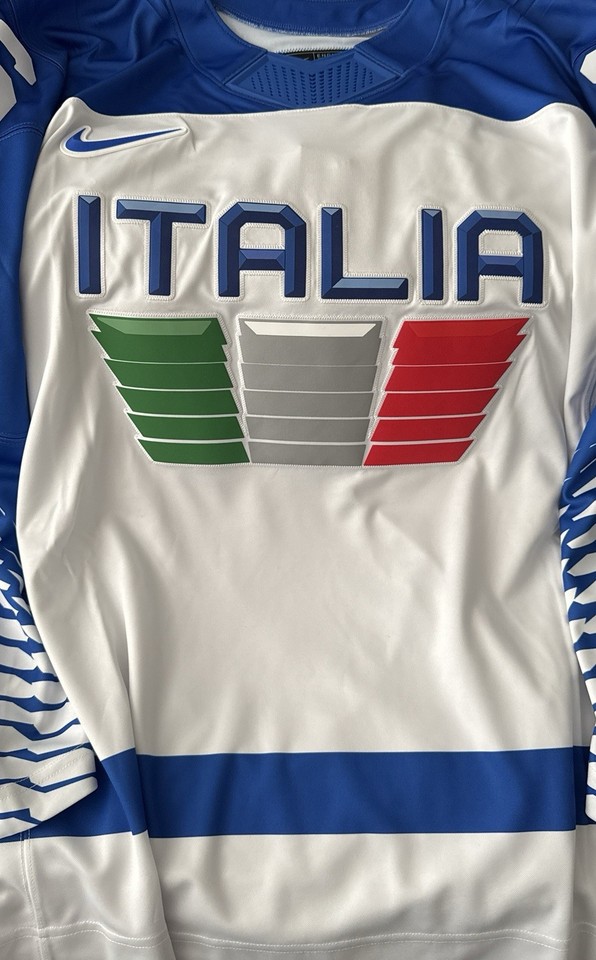 Olympic Italy Men’s Authentic Nike Hockey Jersey Large Custom Milano 26 ...