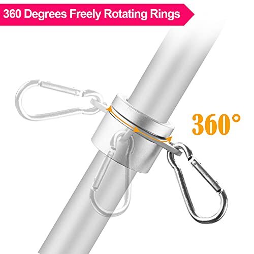 1" Flag Pole Rings, 2 Pcs Anti Wrap Flag Pole Clips Swivels, 1 Inch ...