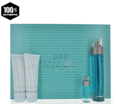 Perry Ellis 360 Men Cologne 4 Pc Set-3.4 oz EDT sp+3.0 oz A/S/B+S/G+0. ...
