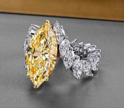 10ct Yellow CZ Cocktail Ring For Her Evening Party Luxe CZ Jewelry 925 ...