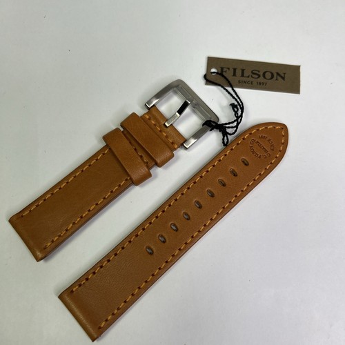 Filson American Leather 22mm - 22mm Tan w/ Orange Stitching Watch Strap ...