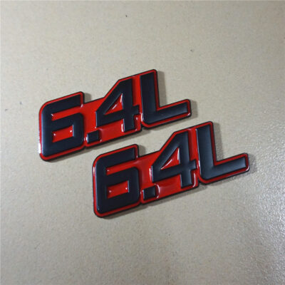 2PCS 6.4L Red Black Metal Emblem Decal Sticker Badge Turbo Diesel ...