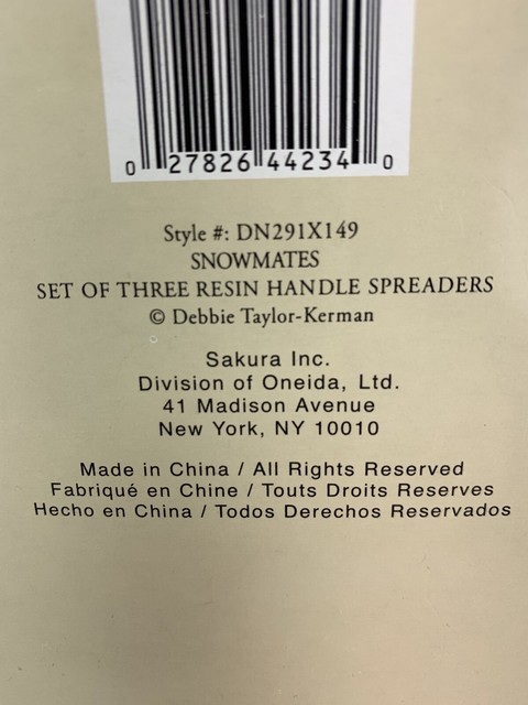 ONEIDA Debbie Taylor-kerman Snowmates 3 Snowman Cheese Butter Spreaders ...