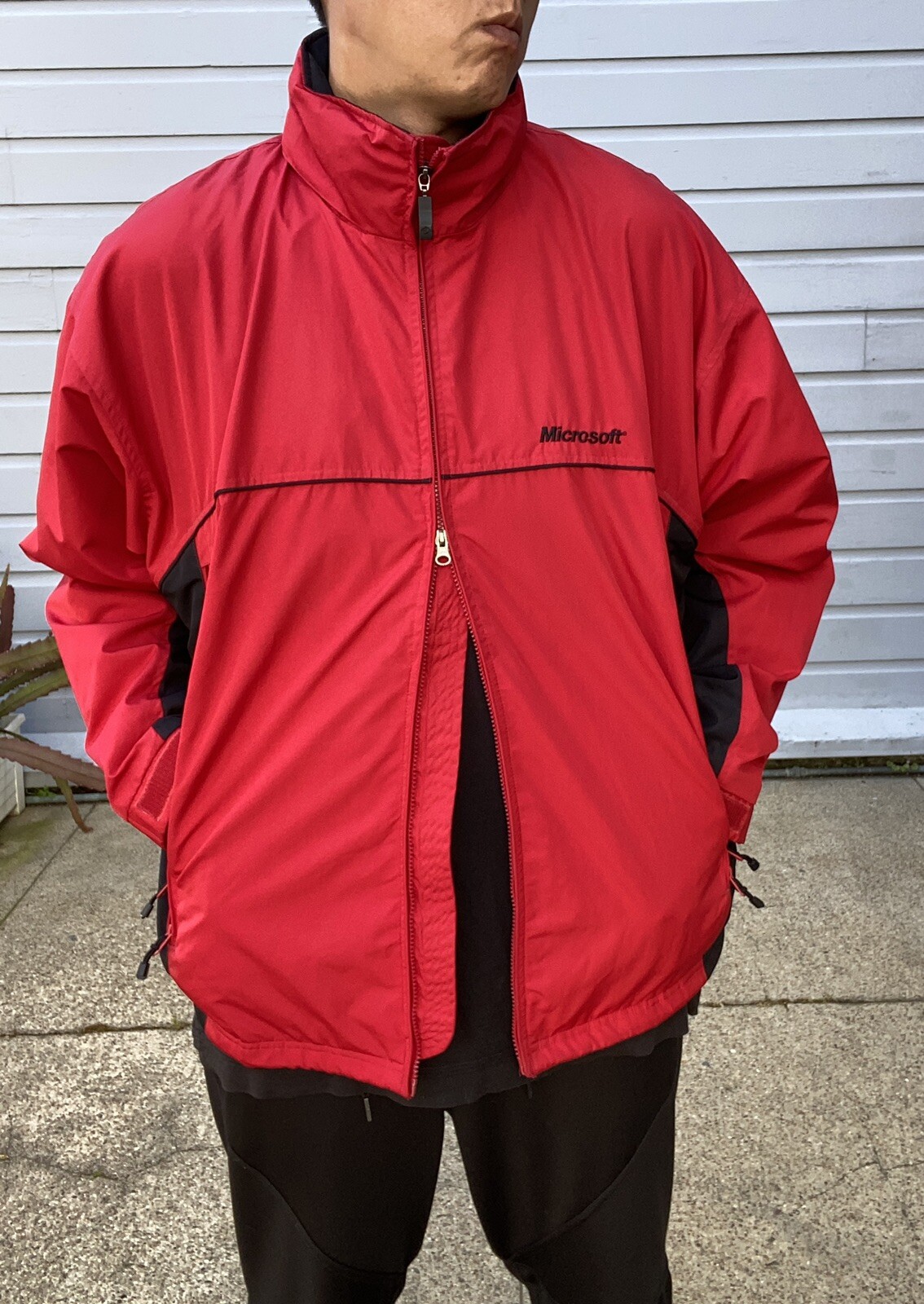 Vintage Microsoft Jacket Hood 90’s era Y2k Red Jacket Tech Bay Area ...