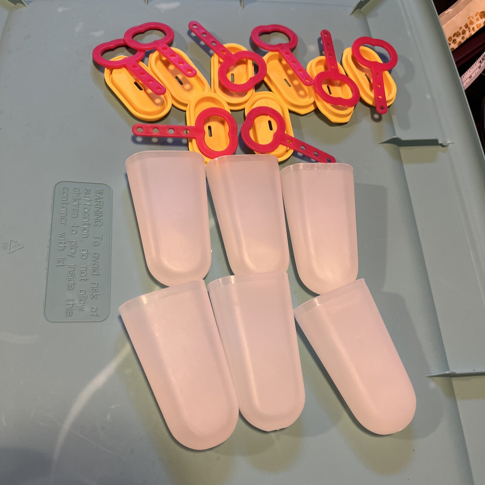 TUPPERWARE Ice Tups #344 Popsicle Juice Pops (6) Molds Freezer Set No ...