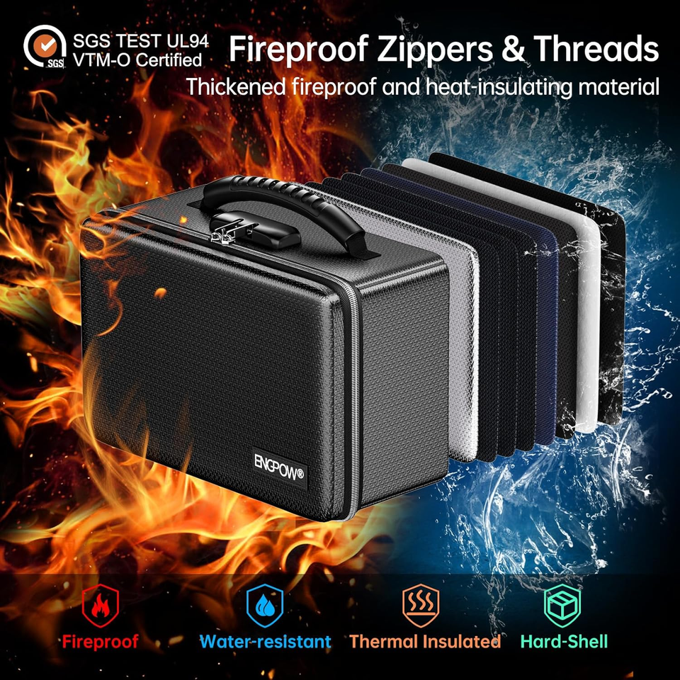 Fireproof Money Box, Small Hard Case Fireproof Box with Fireproof ...