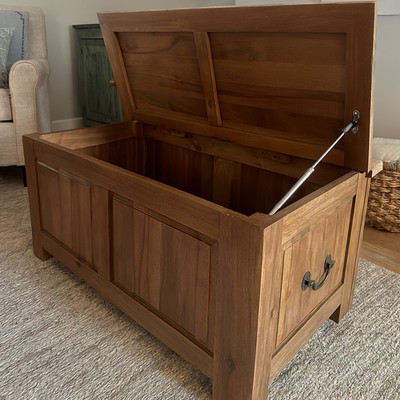 Large Solid Wood Chest Indoor/Outdoor 103L Capacity Storage Bench ...