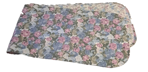 VTG Quilted Table Runner Floral Purple Blue Reversible Handmade Cottage 57x16 | eBay