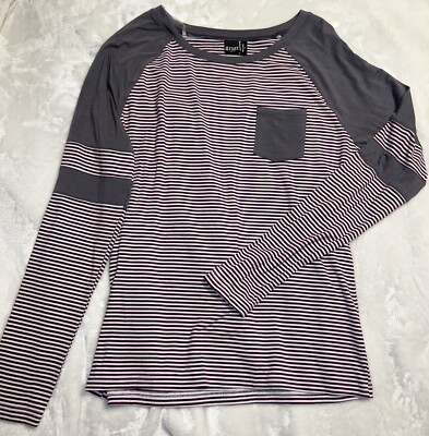 Cruel Denim Brand Long Sleeve Striped Shirt, Purple/White/Grey, Size ...