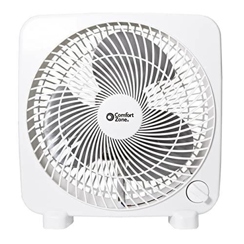 Comfort Zone CZ9BWT Portable 9-inch 3-Speed Quiet Box Fan for Home in ...