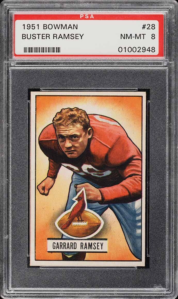 1951 Bowman FB Card # 28 Buster Ramsey Chicago Cardinals HOF PSA 8 NM ...