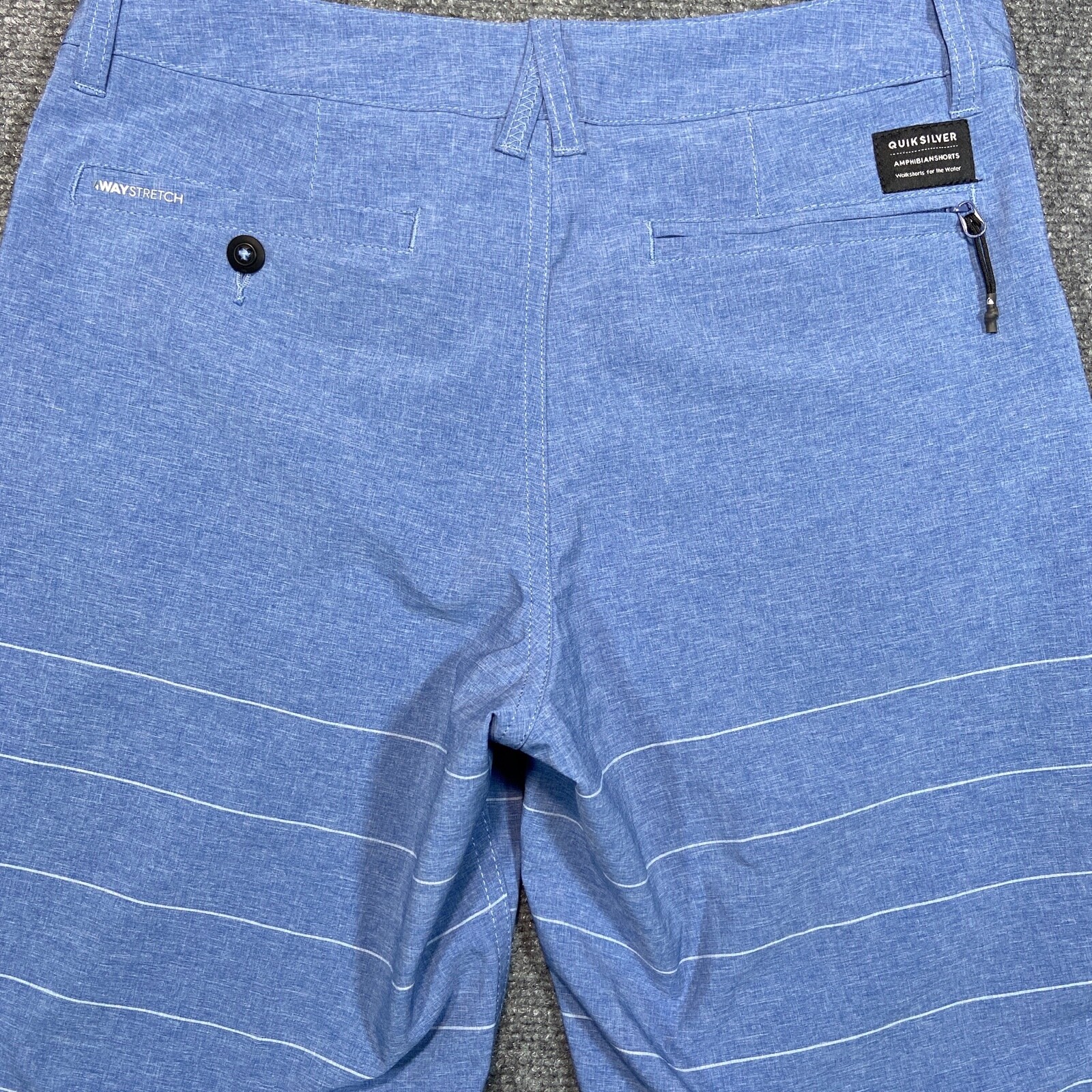 Quiksilver Shorts Men 28 Blue Chino Amphibian Rear Zi… - Gem