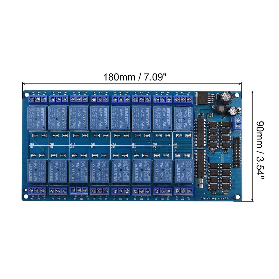 Relay Module 16 Channel 24V Low Level Trigger Module Blue Relay Module ...