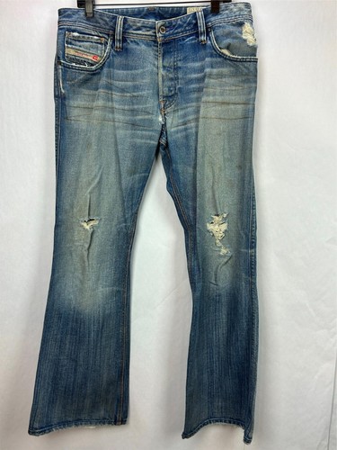 Diesel ZAF 00796 Button Fly Mens Distressed Boot Cut Denim Jeans 33x32 ...
