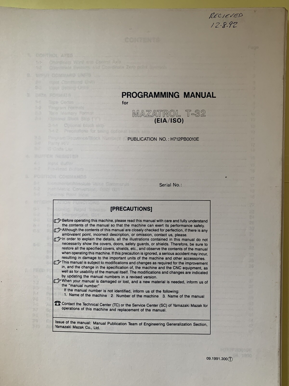 Mazatrol T-32 (EIA-ISO) Programming Manual | Pub: H712PB0010E | M147 | eBay